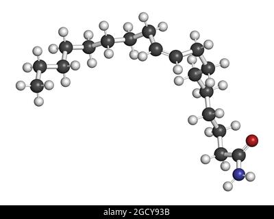 Oleamide molecule. 3D rendering Stock Photo - Alamy