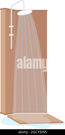 Room shower cabin icon flat vector. Stall glass. Bathroom door isolated ...