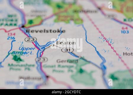 Beaton British Columbia Canada shown on a road map or Geography map ...