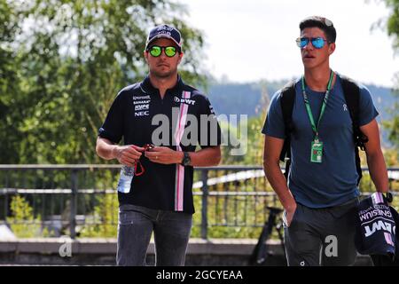 Sergio Perez (MEX) Force India F1 Team with the media. Belgian Grand ...