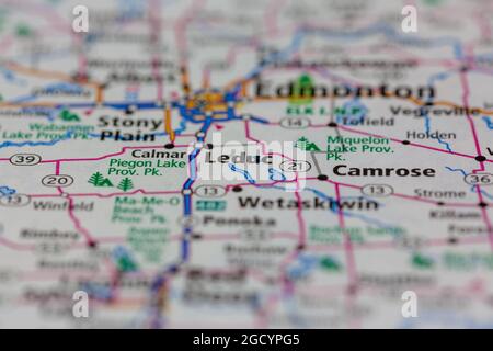 Leduc Alberta Canada shown on a road map or Geography map Stock Photo ...