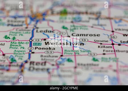 Wetaskiwin Alberta Canada shown on a road map or Geography map Stock ...