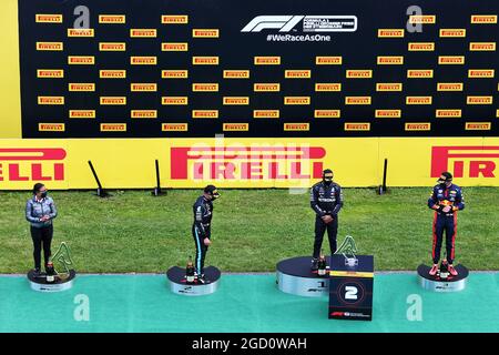 The podium (L to R): Stephanie Travers (GBR) Mercedes AMG F1 Trackside ...