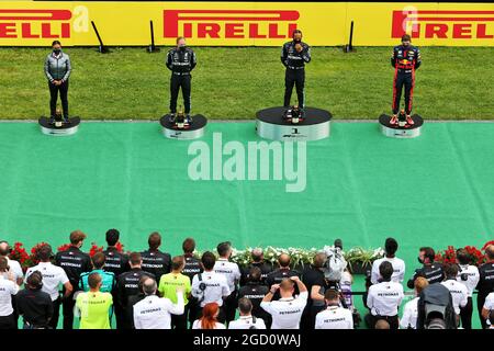 The podium (L to R): Stephanie Travers (GBR) Mercedes AMG F1 Trackside ...