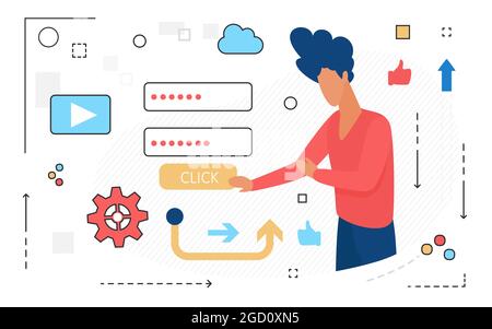 People register online, account security vector illustration. Cartoon ...