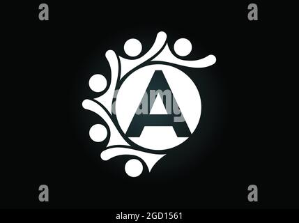 Initial Q monogram alphabet with connecting people. Team, cooperation ...