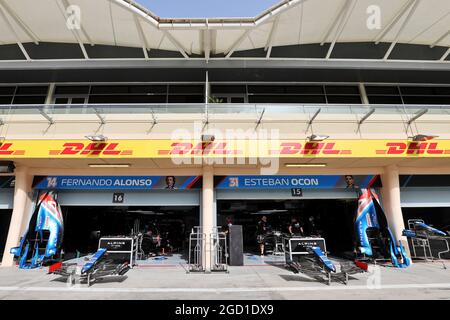 Alpine F1 Team pit garages. Saudi Arabian Grand Prix, Thursday 24th ...