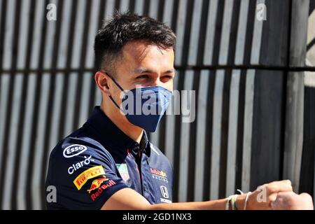 Red Bull driver Alexander Albon of Thailand steers his car during the ...