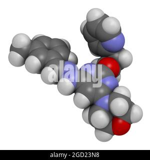 Apilimod drug molecule (PIKfyve inhibitor). 3D rendering Stock Photo ...