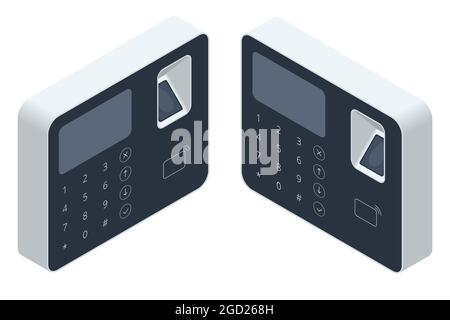Isometric Finger print scan for enter security system, Biometric access control. Digital touch ...