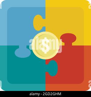 Crowdfunding puzzle icon. Flat illustration of crowdfunding puzzle ...