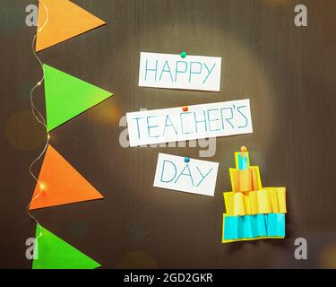 Colorful party flags made of paper / Triangle paper flag hang in the ...