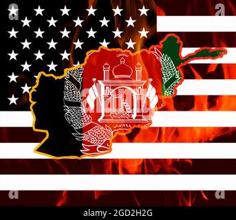 Afghanistan sign symbol. Afghani national flag on a pole waving against ...