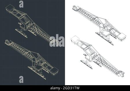 Stylized vector illustration of blueprints of stacker reclaimer Stock ...