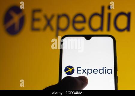 Brazil. 10th Aug, 2021. In this photo illustration, the Expedia logo ...