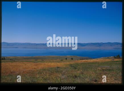 Gusinoe Ozero, a lake near Gusinoozersk, Russia, captured in a ...