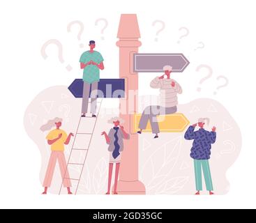 Young woman standing at crossroads. Confused person thinking about the ...