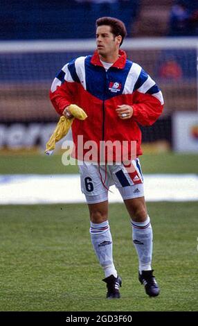 USA soccer player John Harkes playing for Sheffield Wednesday in 1990 ...