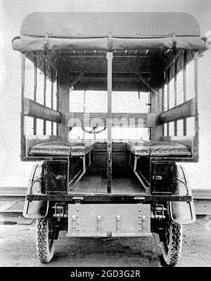 White ambulance cars with a red cross in front view Stock Photo - Alamy