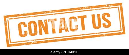 CONTACT US text on orange grungy rectangle vintage stamp Stock Photo ...