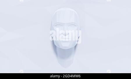 Low poly man face in white background. 3d rendering illustration ...