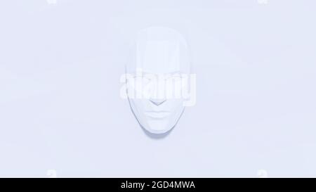Low poly man face in white background. 3d rendering illustration ...