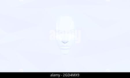 Low poly man face in white background. 3d rendering illustration ...