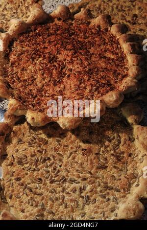 Pieces of nang-naan bread: oven baked-unleavened-flatbread-nuts inlaid ...