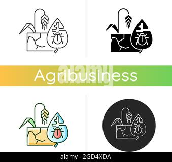 Production risks white linear icon for dark theme Stock Vector Image ...