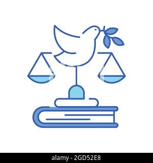 Peace, justice and strong institutions color icon. Corporate social ...