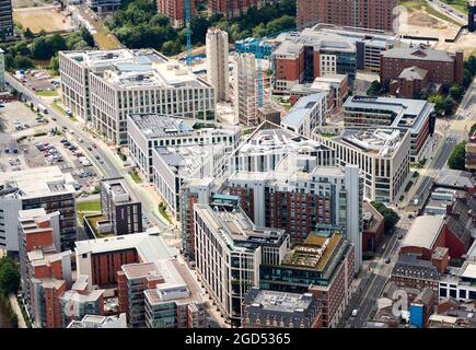 An aerial view of Wellington Place, Leeds City Centre business district ...
