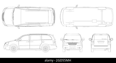 Outline Car, Side view, Three-quarter view. Car for coloring; for kids ...