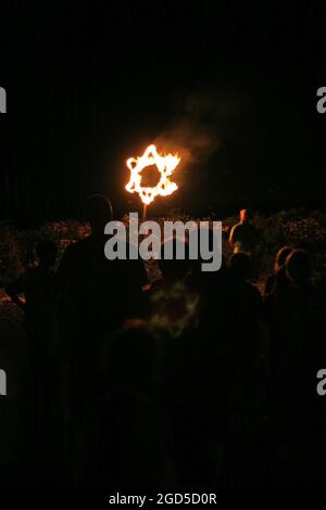 Fire display, a burning Star of David Stock Photo - Alamy
