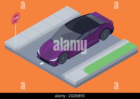 Isolated isometric 3d purple racing car icon Stock Vector Image & Art ...