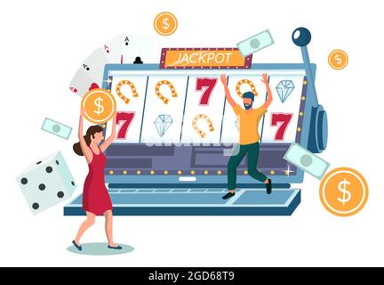 Win slot icon flat vector. Casino machine. Gamble spin isolated Stock ...