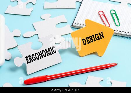 Hand writing sign Ergonomic Design, Business idea invaluable tool for ...