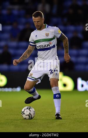 OLDHAM, UK. AUG 10TH Oldham Athletic's Jack Stobbs during the Carabao ...