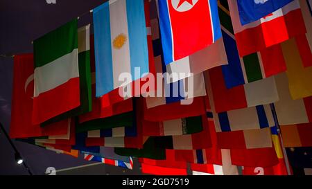 The flags of the countries participating in the ESA space programs ...
