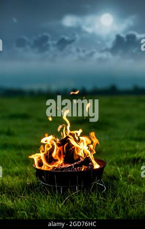 natural light burning log fire flames close up Stock Photo - Alamy
