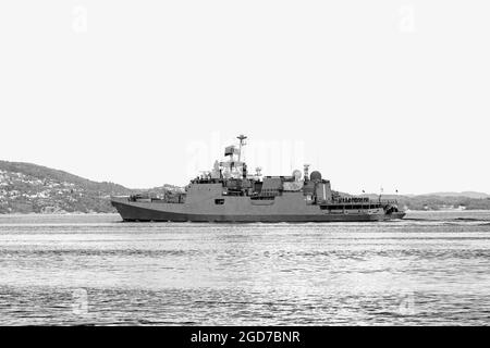 The Indian Navy ship INS TABAR departing from the Naval Base Stock ...