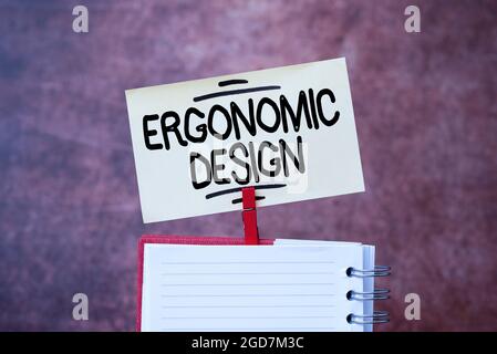 Hand writing sign Ergonomic Design, Business idea invaluable tool for ...