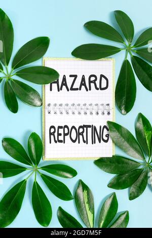 Conceptual caption Hazard Reporting, Business overview account or ...