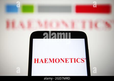 In this photo illustration a Haemonetics Corporation logo is seen on a ...