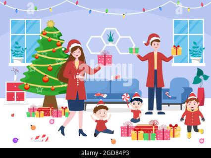 Happy Family is Getting Together On Christmas There Are Mothers ...