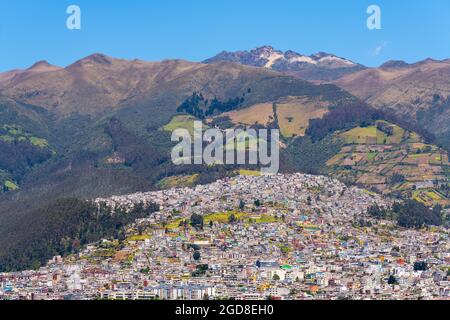 Aerial view over the capital of ecuador quito Stock Photo - Alamy