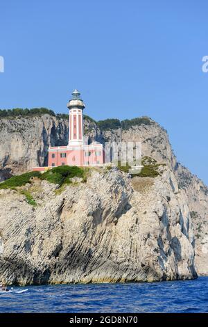 Faro di Punta Carena (Punta Carena Lighthouse) on Capri island, Italy ...