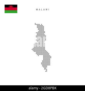 Malawi (Malawian flag) on the map of Africa. The map is in soft grunge and vintage style, like ...