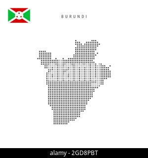 Square dots pattern map of Burundi. Burundian dotted pixel map with ...
