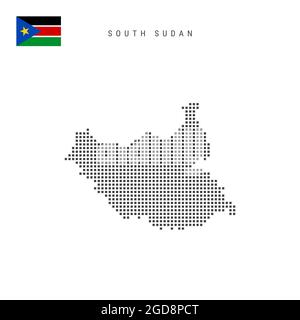 Square dots pattern map of Sudan. Sudanese dotted pixel map with ...