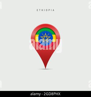 Teardrop map marker with flag of Ethiopia. Ethiopian flag inserted in ...